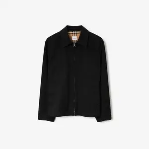 Burberry Cotton Gabardine Harrington Jacket - Black
