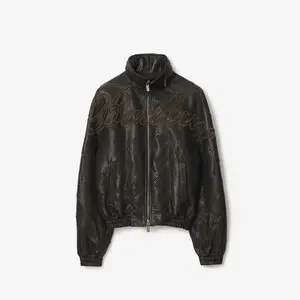 Burberry Cursive Logo Leather Jacket