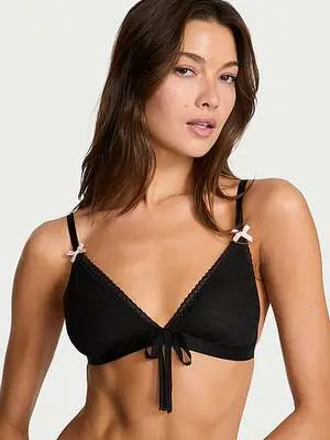 Victoria's Secret Heart Lace Unlined Triangle Bralette - Black