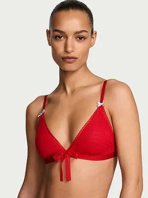 Victoria's Secret Heart Lace Unlined Triangle Bralette - Red