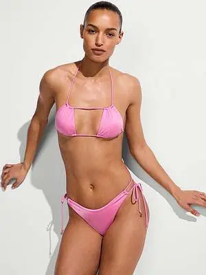 Victoria's Secret Swim Twist Rope Convertible Triangle Bikini Top - Pink