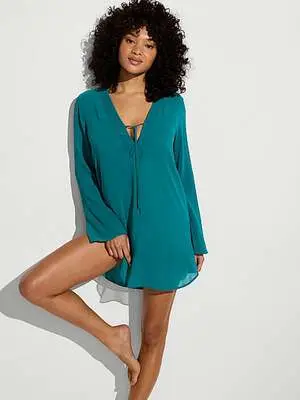 Victoria's Secret Swim Beachwear Crinkle Tunic Dress - Blue