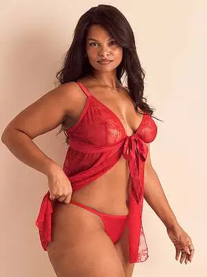Victoria's Secret Adore Me Hillary Babydoll And Panty Set - Red