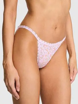 Pink Wink™ Lace-trim String Bikini Panty - Floral