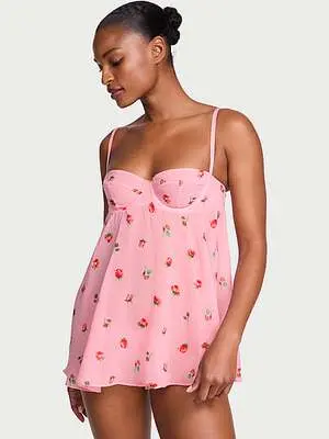 Victoria's Secret Dream Angels Chiffon Unlined Balconette Babydoll Set - Floral