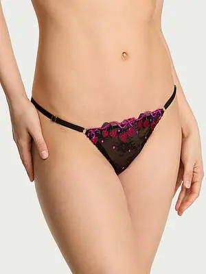 Victoria's Secret Very Sexy Cherry Pop Embroidery Adjustable V-string Panty - Print