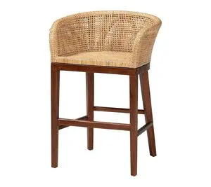 BALI & PARI Papua Brown Natural Rattan And Wood Counter Stool - One-color