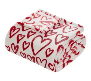 HALLMARK Red/white Heartstring 50' X 70' Plush Throw Blanket