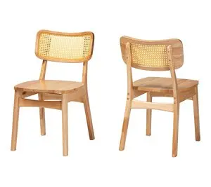 BAXTON STUDIO Tadeo Wood And Rattan Dining Chai R Set Of 2 - One-color