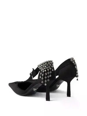 Prada Crystal-appliqués Canvas Pumps