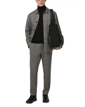 Boggi Milano Herringbone Shirt Jacket - Charcoal