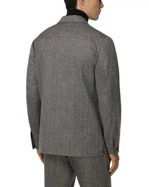 Boggi Milano Herringbone Shirt Jacket - Charcoal