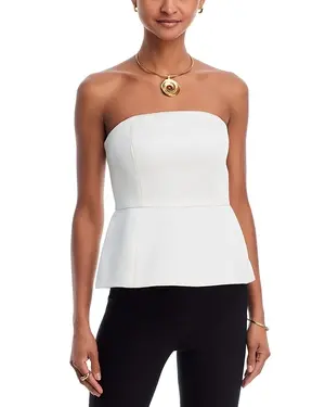 French Connection York Satin Strapless Peplum Top
