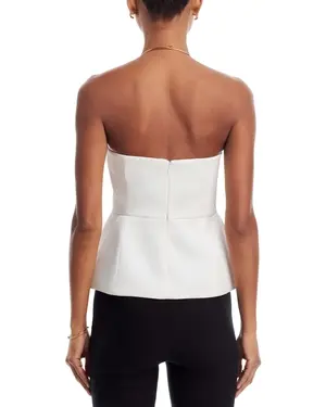 French Connection York Satin Strapless Peplum Top