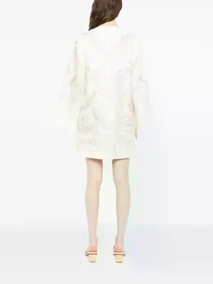 Zimmermann Tie Neck Tunic Mini Dress - Neutrals