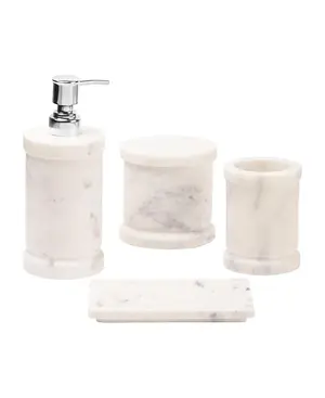 GAURI KOHLI Duval Marble Bath Accessories, Set Of 4 - Shades Of White