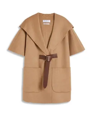 Max Mara Wool Cape With Leather Belt