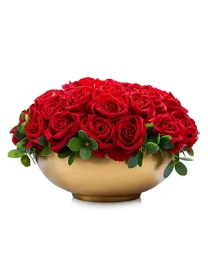 DOMANI HOME Roses In Gold Pot Arrangement - Red