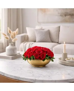 DOMANI HOME Roses In Gold Pot Arrangement