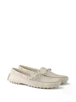 Prada Logo-detail Boat Shoes - Neutrals