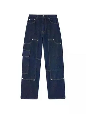 GANNI Audri Barrel Leg Jeans In Dark Rinse Denim