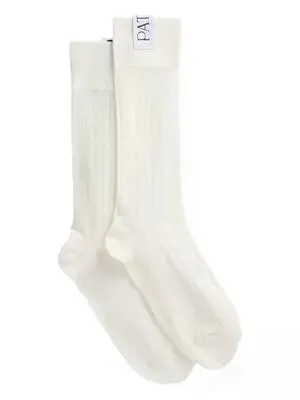 Patou Ribbed Mid-calf Socks - White