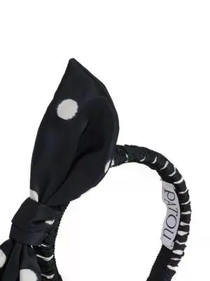 PATOU Polka Dot Headband With Bow Detail - Black