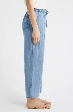 BEACHLUNCHLOUNGE Harmony Tie Waist Crop Pants - Medium Wash