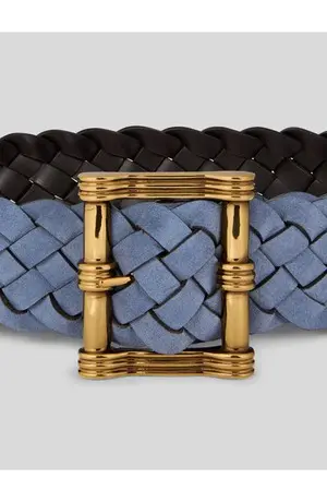Etro Woven Reversible Suede Belt - Avio