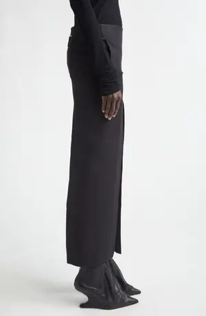 Rick Owens Sliced Stretch Poplin Maxi Skirt