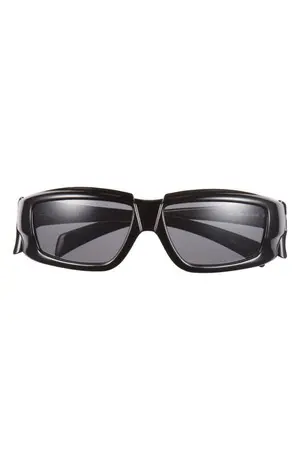 Rick Owens Rectangular Sunglasses - Black Temple/black Lens