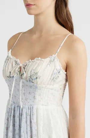 ALL IN FAVOR Sweetheart Neck Patchwork Midi Dress