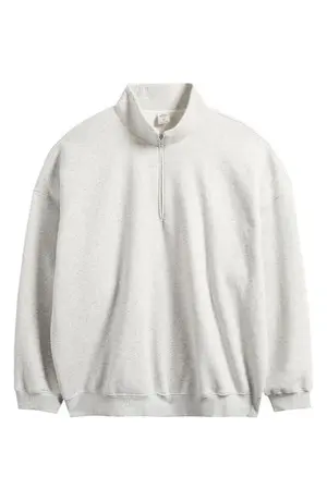 SKIMS Relaxed Half-zip Pullover - Light Heather Grey