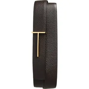 TOM FORD Slim T Soft Grain Leather Belt - Brown/black