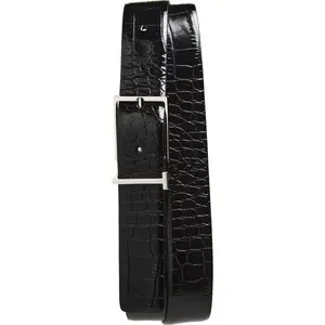 TOM FORD T Loop Croc Embossed Patent Leather Belt - Black