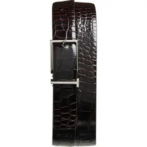 TOM FORD T Loop Croc Embossed Patent Leather Belt - Espresso