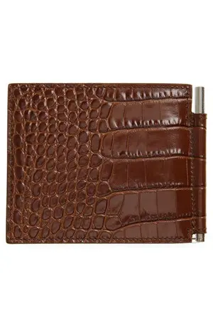 TOM FORD Croc Embossed Leather Bifold Wallet