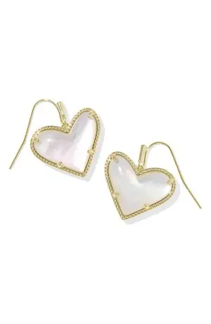Kendra Scott Ari Heart Drop Earrings - Gold Ivory Mother Of Pearl