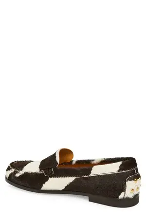 TOD'S Calf Hair Slipper Loafer With Stud Detail - Bianco/moro