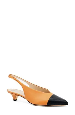 AMALFI BY RANGONI Accento Slingback Kitten Heel Pumps - Natur Cashmere/black Parmasoft