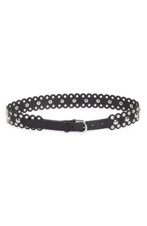 Isabel Marant Étoile Zalla Studded Leather Belt - Black/silver