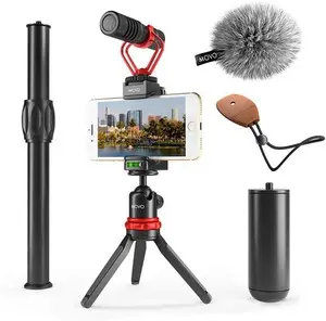 MOVO Vxr10+ Smartphone Video Rig With Mini Tripod, Phone Grip - Black
