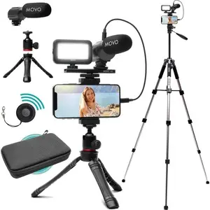 MOVO Ivlogger Vlogging Kit For Iphone With Fullsize Tripod - Black