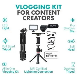 MOVO Ivlogger Vlogging Kit For Iphone With Fullsize Tripod
