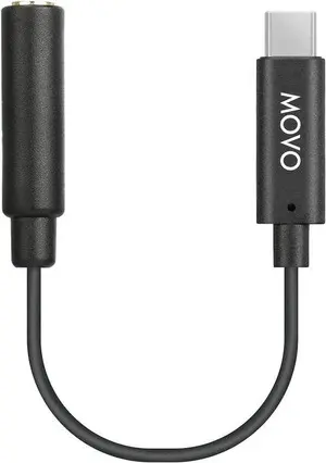 MOVO Ucma-1 Female 3.5mm Trs Microphone Adapter Cable To Usb Type-c Connector Dongle - Black