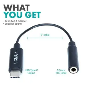 MOVO Ucma-1 Female 3.5mm Trs Microphone Adapter Cable To Usb Type-c Connector Dongle