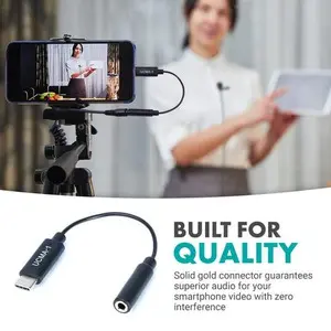 MOVO Ucma-1 Female 3.5mm Trs Microphone Adapter Cable To Usb Type-c Connector Dongle