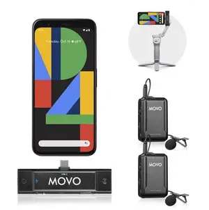 MOVO Edge-uc-duo Dual Wireless Lavalier Microphone Systemcompatible With Android, Samsung - Black