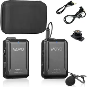 MOVO Wmx-1 2.4ghz Wireless Lavalier Microphone System Compatible With Cameras And Smartphones - Black