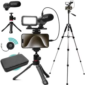 MOVO Usb-c Vlogging Kit For Iphone 15 And Up With Fullsize Tripod - Black